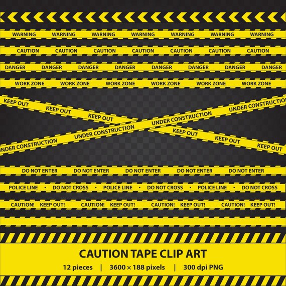 Yellow Caution Tape Clip Art Deluxe Digital Variety 12 Pack | Etsy ...