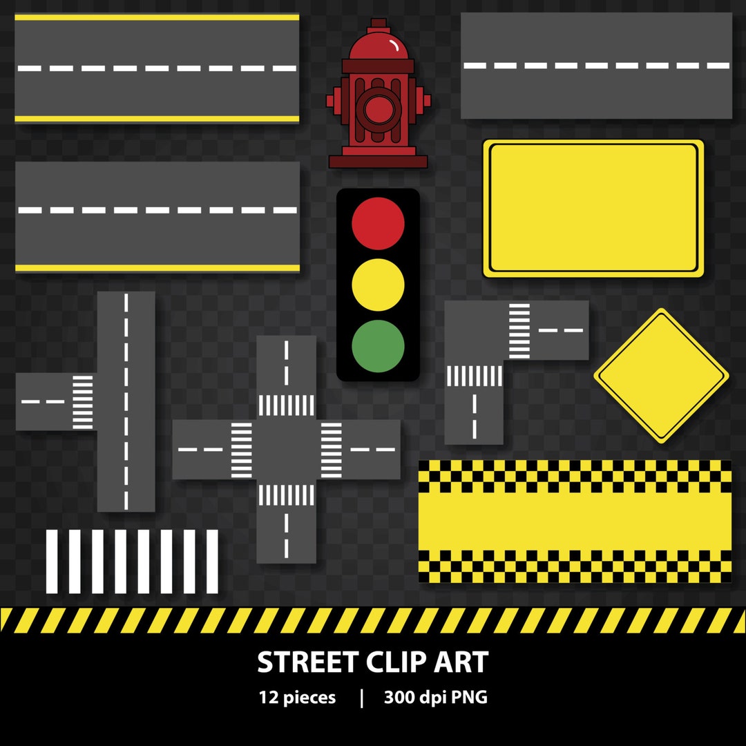 Street Clip Art Road Sign Deluxe Digital Variety 12 Pack - Commercial ...