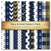 Navy Blue and Gold Digital Seamless Pattern Pack - Digital Backgrounds ...