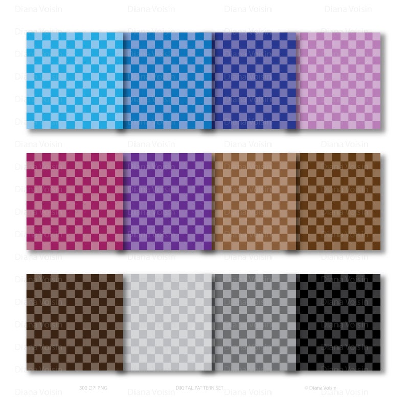 Seamless Checkerboard Pattern Pack - Digital Scrapbook Paper in 24 ...