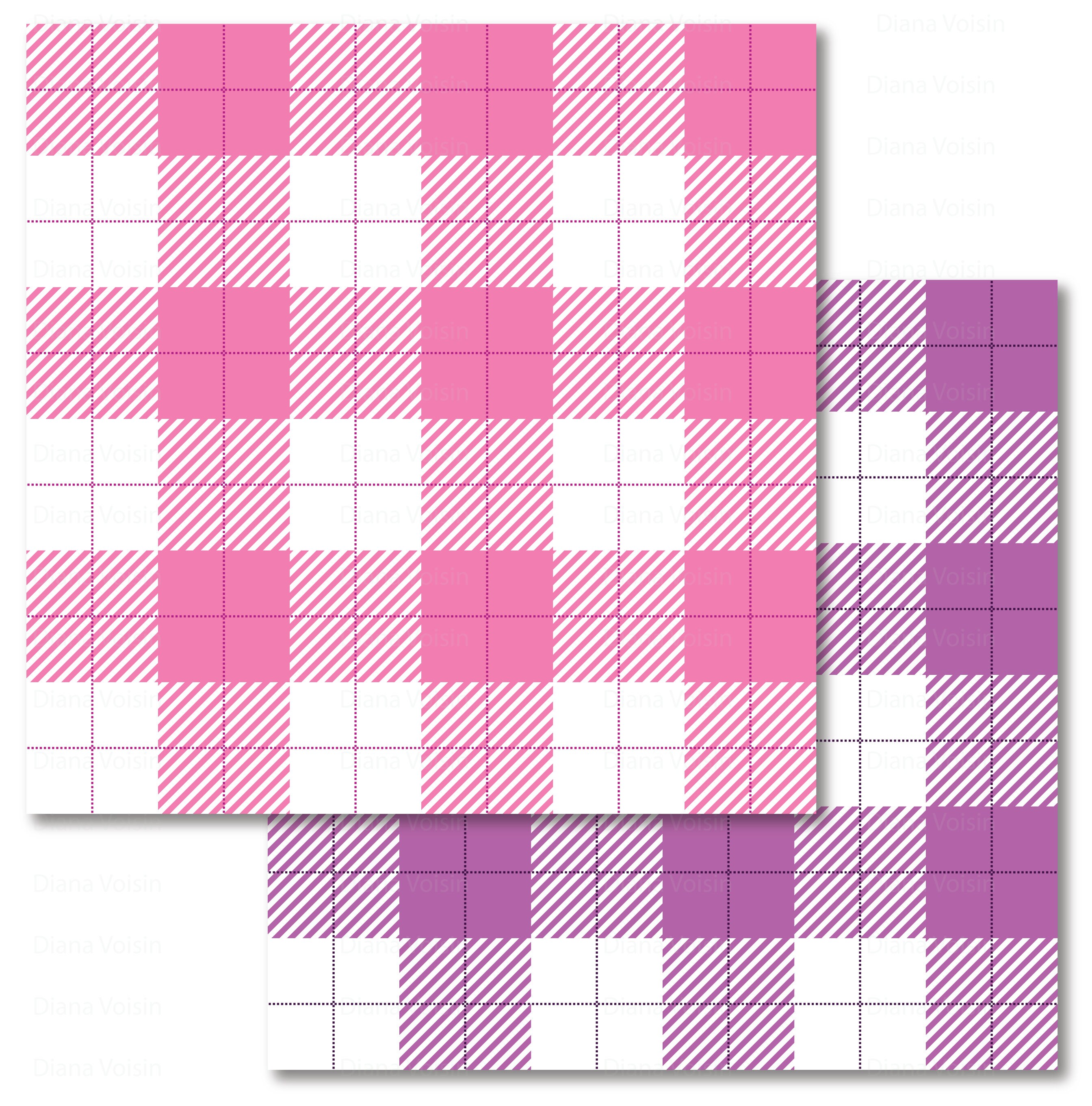 Buy Flannel Plaid Pattern Set Pretty Pink & Purple Colors in Assorted ...