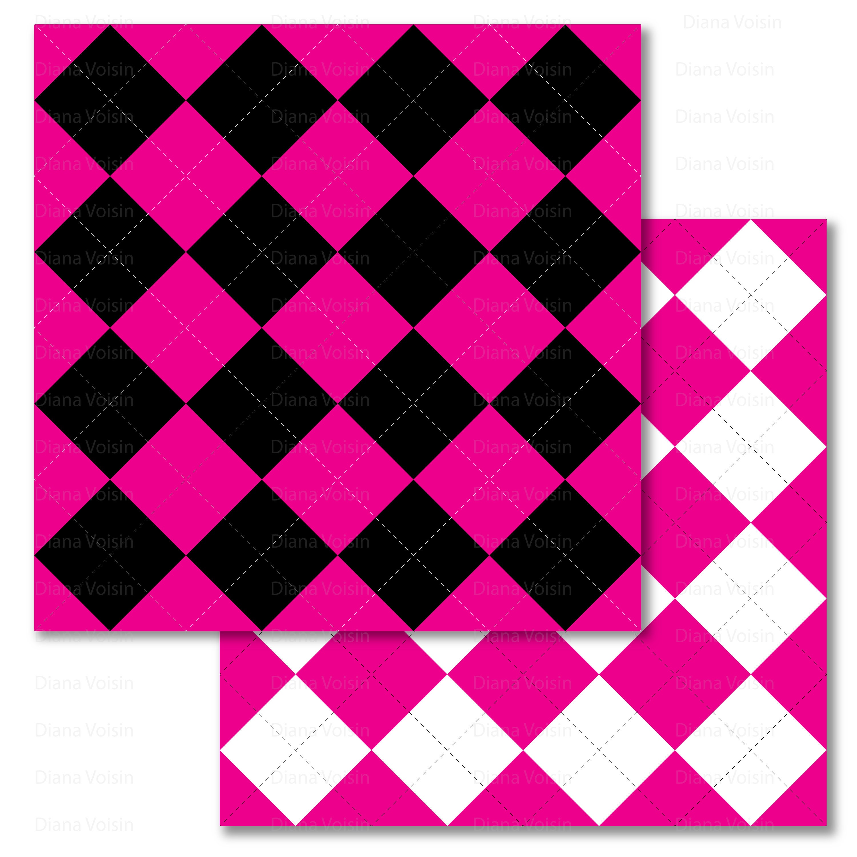 Pink & Black Digital Seamless Pattern Pack - Digital Scrapbook Paper ...