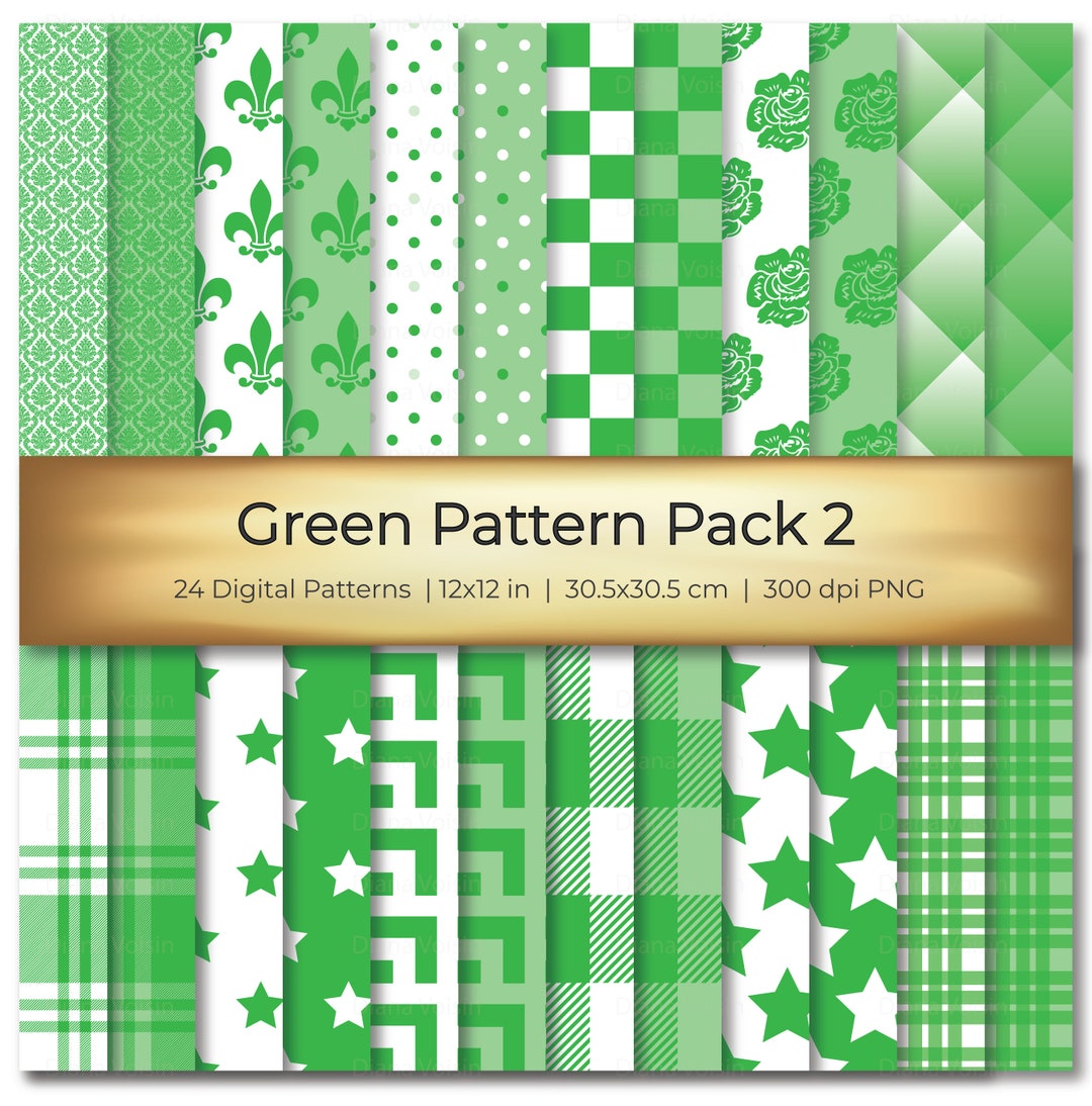 Seamless Green Digital Pattern Pack Digital Scrapbook Paper - Etsy España
