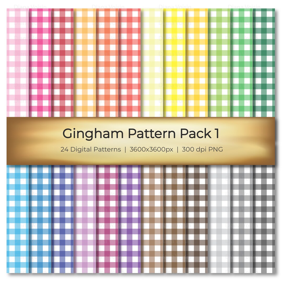 Seamless Gingham Pattern - Digital Background Scrapbooking Paper in 24 ...