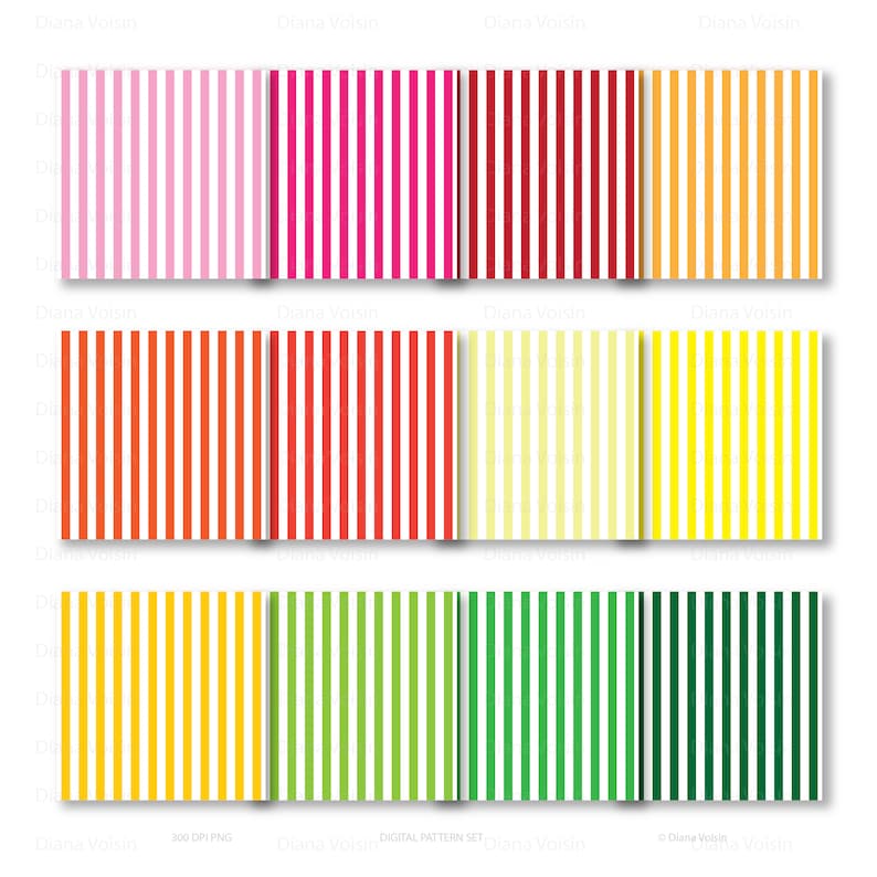 Seamless French Stripe Digital Patterns Colorful Stripe Patterns in 24 ...