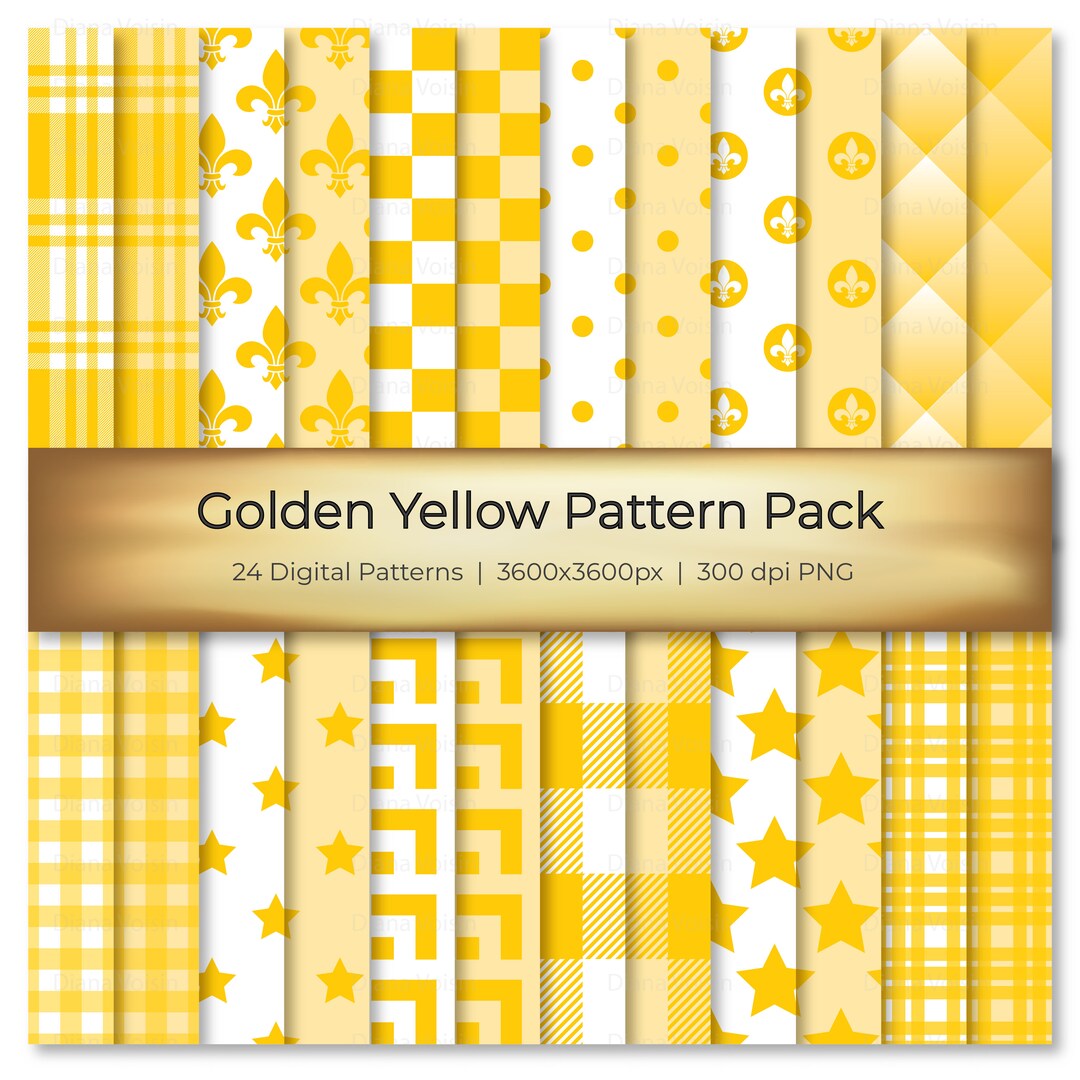 Golden Yellow Digital Pattern Pack - Digital Backgrounds With Golden ...