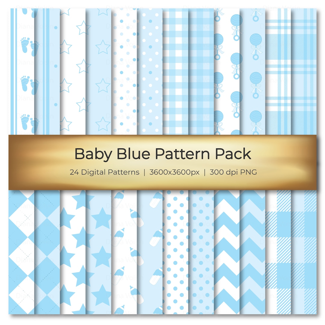 Baby Blue Digital Seamless Pattern Pack - Digital Scrapbook Paper With ...