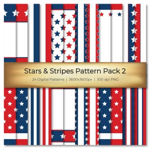 Red White & Blue Digital Seamless Pattern Pack - Digital Backgrounds in ...