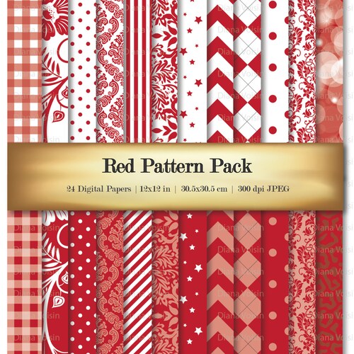 Red White Black Polka Dots Digital Paper Pack Scrapbook - Etsy
