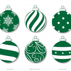 Digital Clip Art Green Holiday Ornaments Digital Variety 6 Pack ...