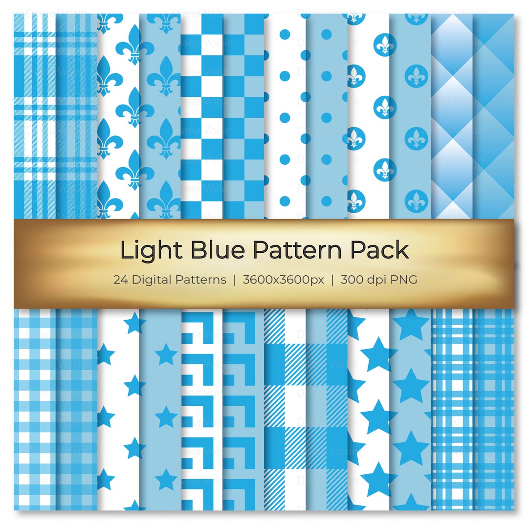 Light Blue Digital Pattern Pack - Digital Scrapbook Paper With Light ...