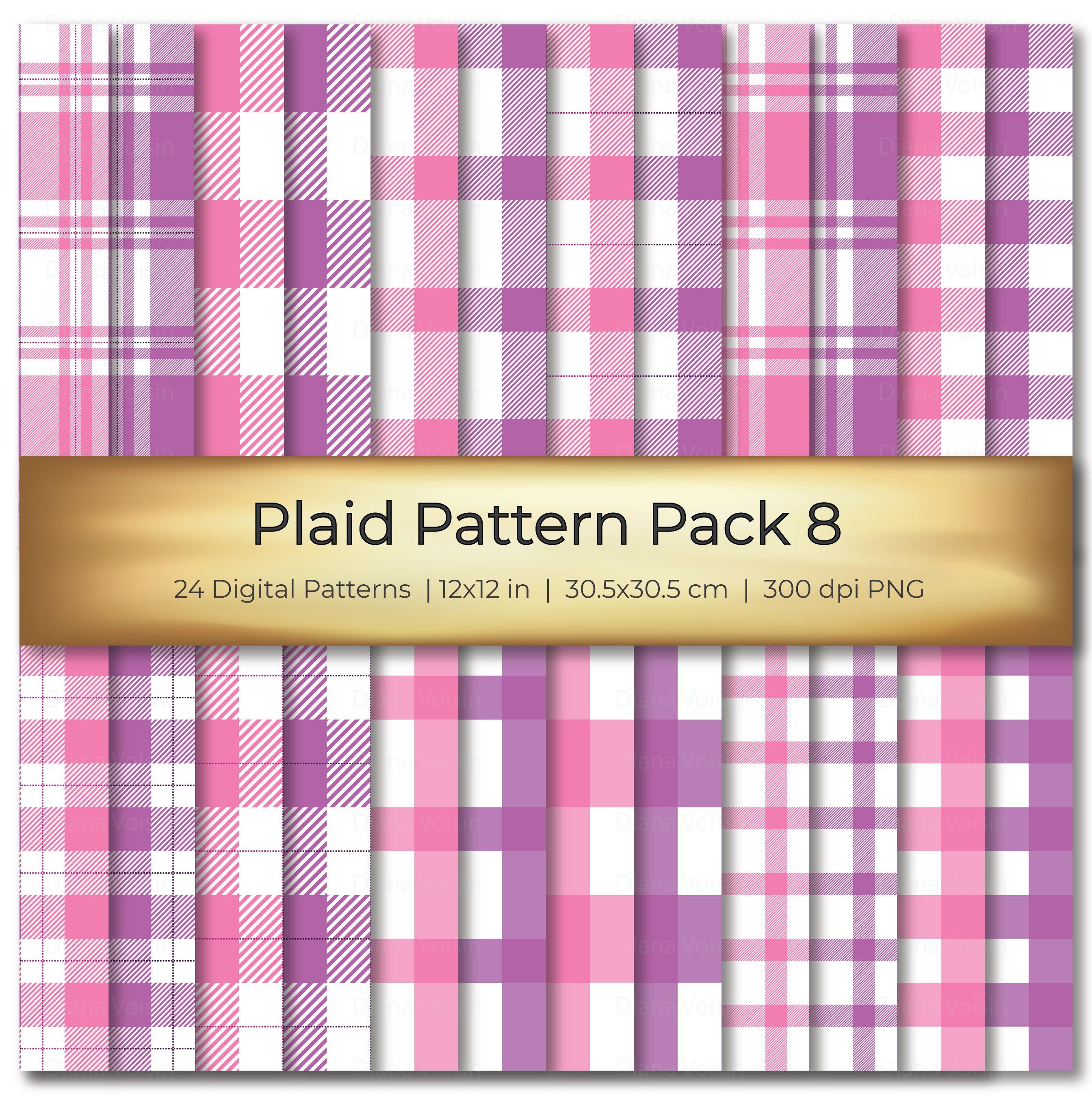Buy Flannel Plaid Pattern Set Pretty Pink & Purple Colors in Assorted ...