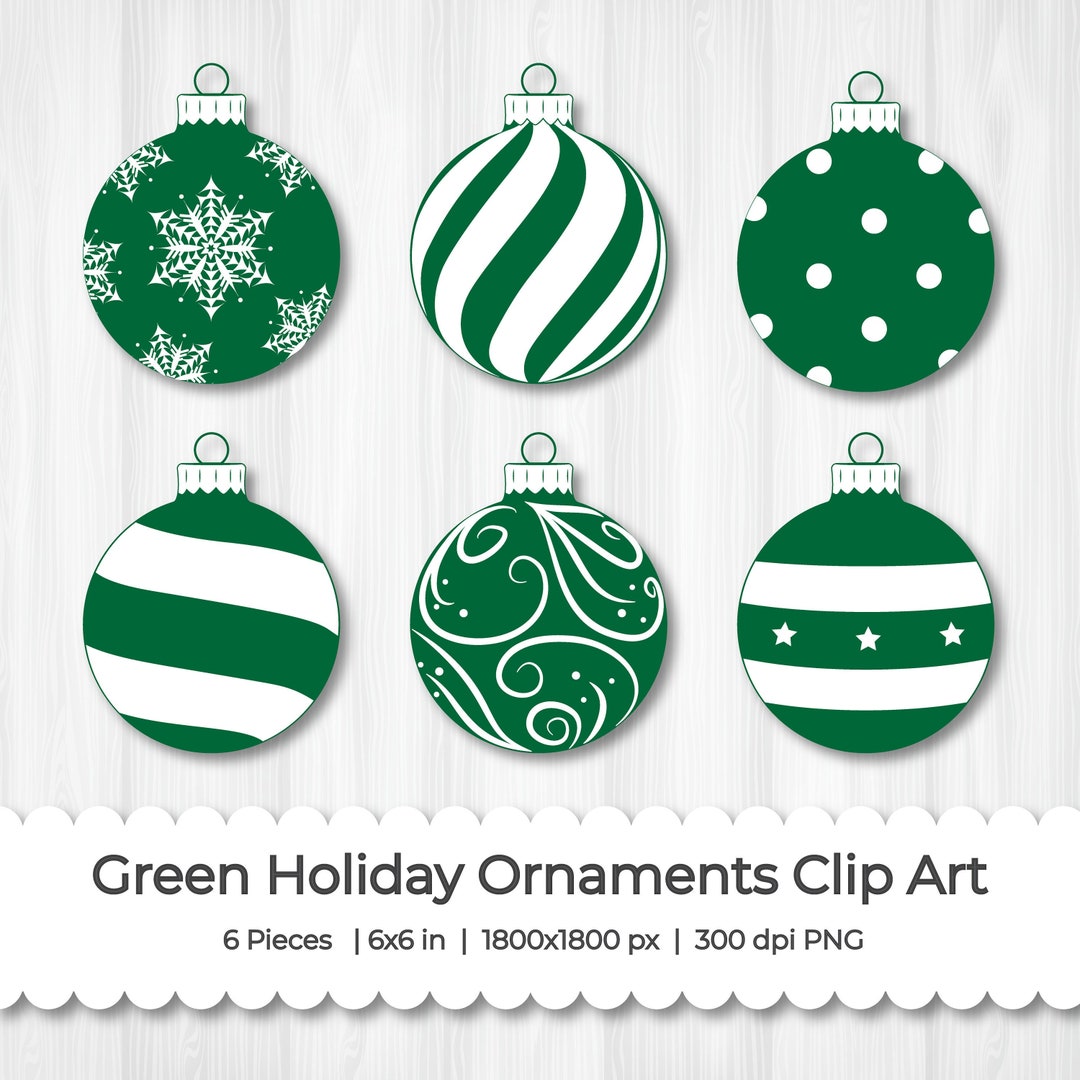 Digital Clip Art Green Holiday Ornaments Digital Variety 6 Pack ...