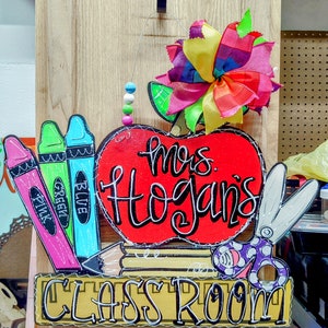 Teacher Decor; Back to School; School Supplies Theme; Personalized Door ...