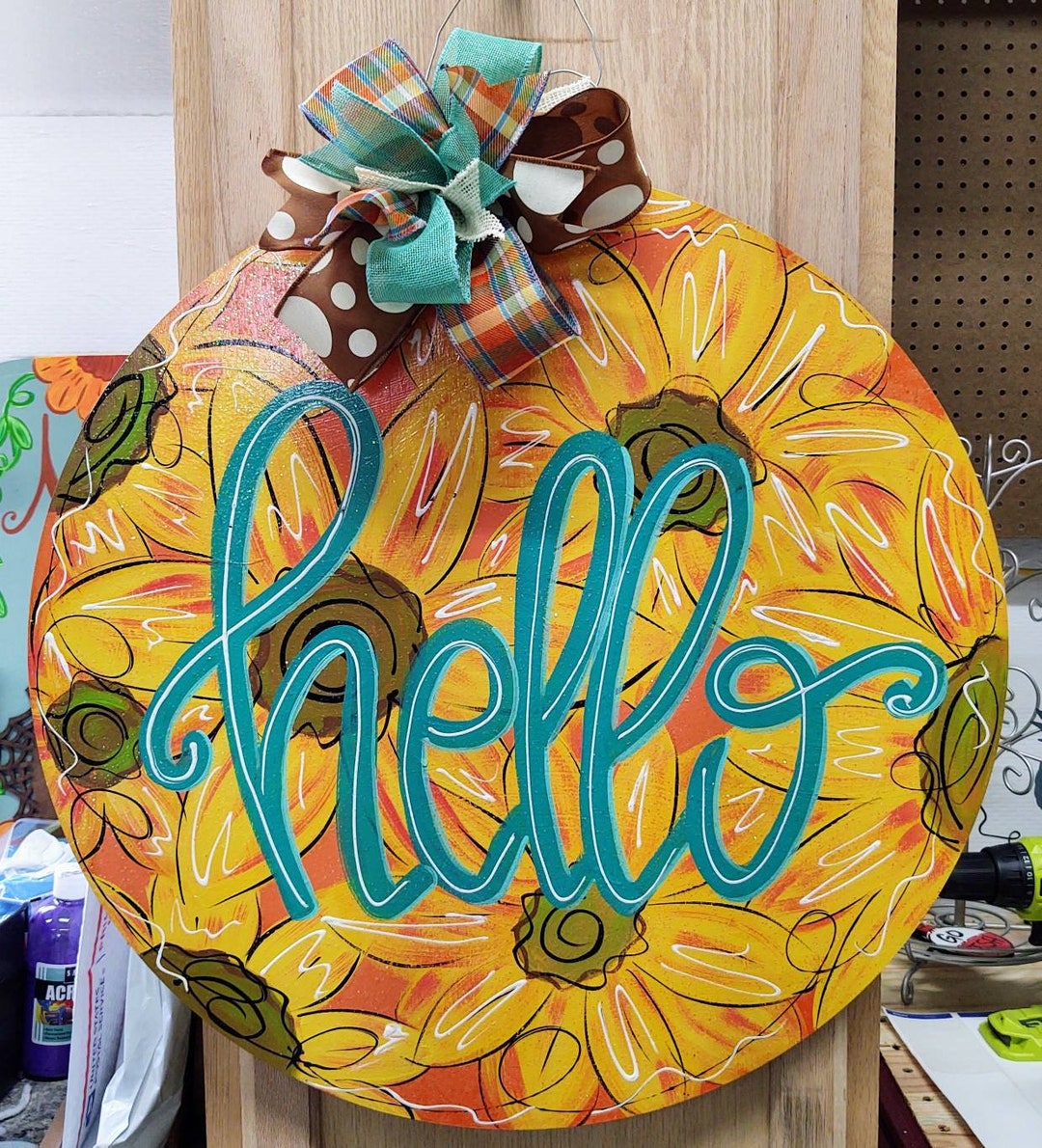 Sunflower Door Hanger; Fall Door Hanger; Sunflowers; Hello; Door Decor ...