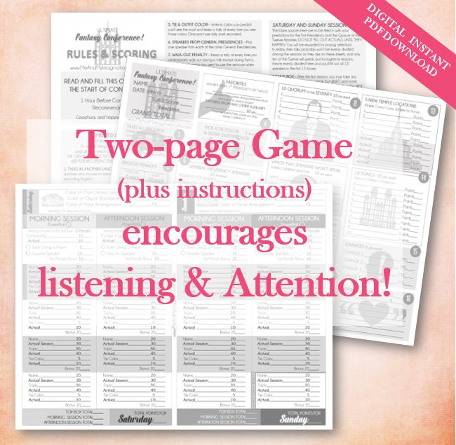 LDS Ultimate Fantasy Conference Game Ages 12 to Adult PDF Digital ...