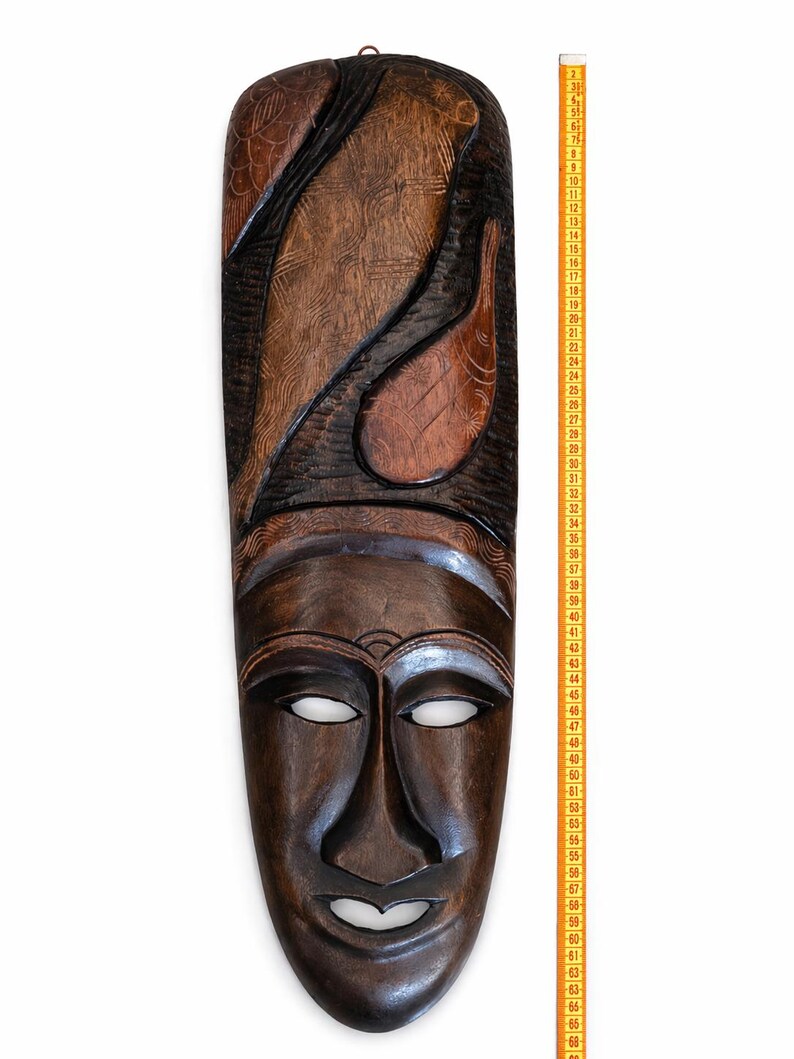 Hand Carved Wooden Tribal Mask – African Style Wall Decor, Ethnic Art ...