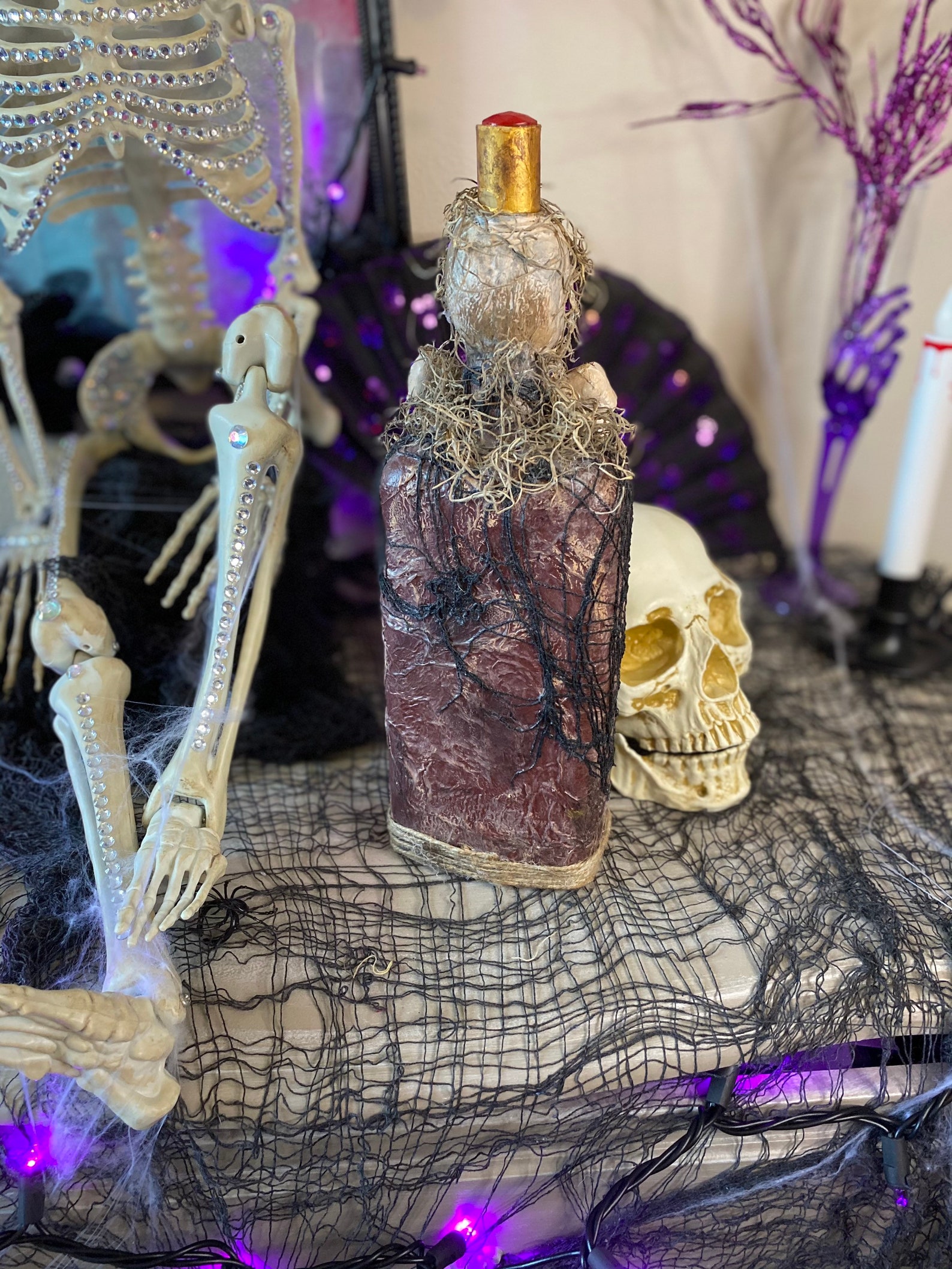 Altered bottle Halloween decor Poison bottle Skull and | Etsy