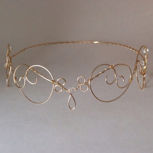 Gold Elfin Tiara, Wire Elfin Crown, Forehead Crown, Regal, Rennaissance ...