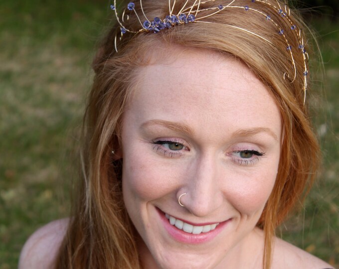 Fairy Crown Gold Wire With Purple Crystals, Dark Purple and Gold Fae ...