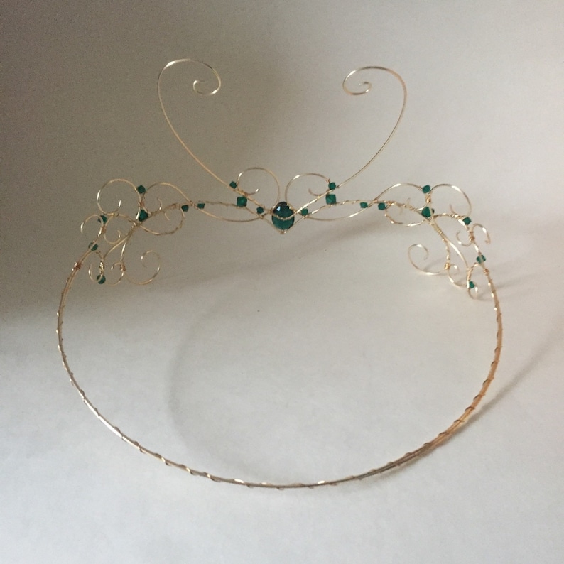 Gold Forhead Circlet With Dark Green Beads - Etsy Canada