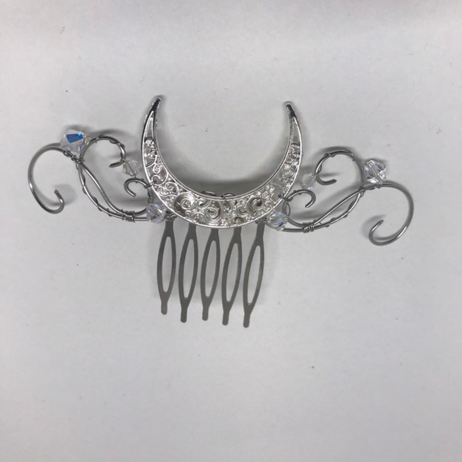 Silver Moon Comb Princess Serenity Hair Piece Bridal | Etsy