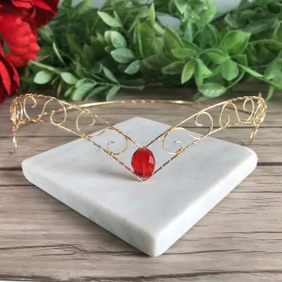 Red Crystal Forehead Tiara Ruby Jewel Circlet Elfin Crown | Etsy
