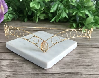 Emerald Crystal Forehead Tiara Jewel Crown Elven Circlet - Etsy