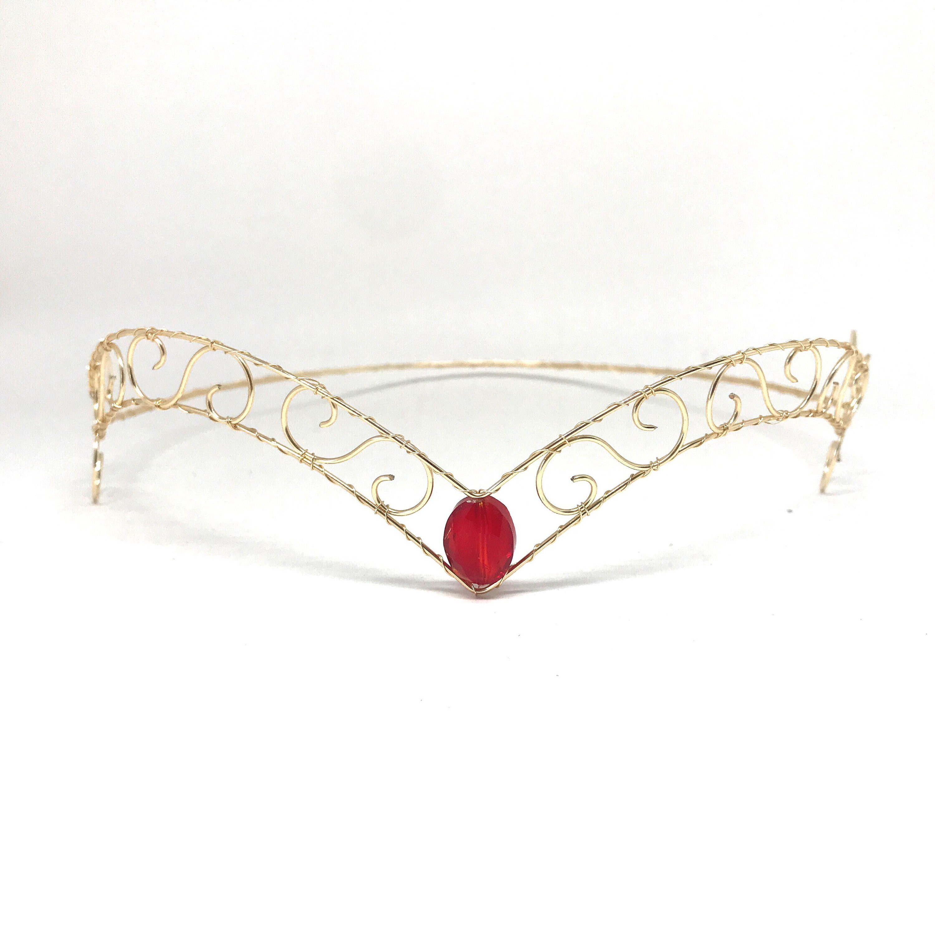 Red Crystal Forehead Tiara Ruby Jewel Circlet Elfin Crown - Etsy Canada