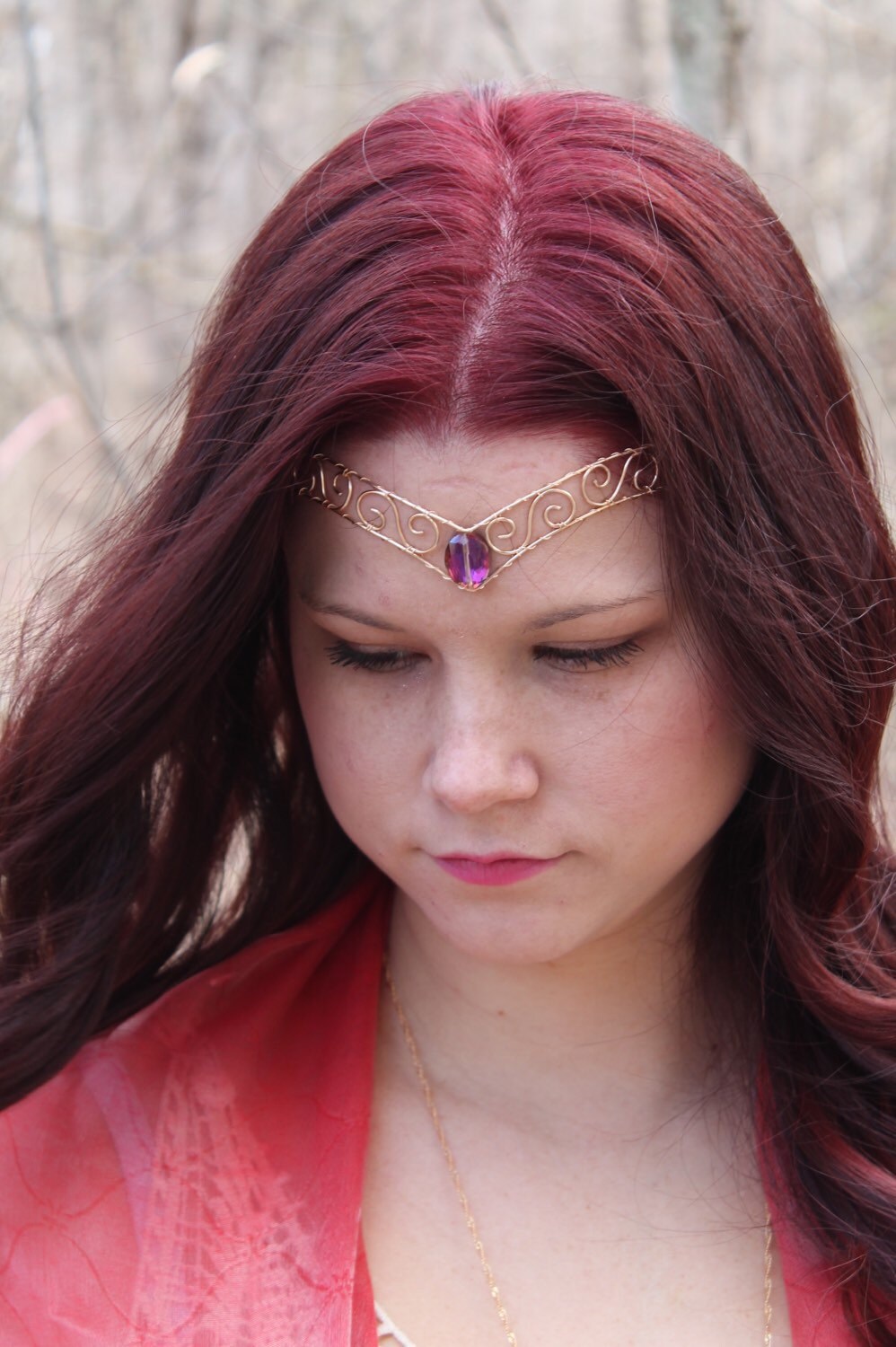 Purple Jewel Gold Wire Forehead Tiara | Etsy