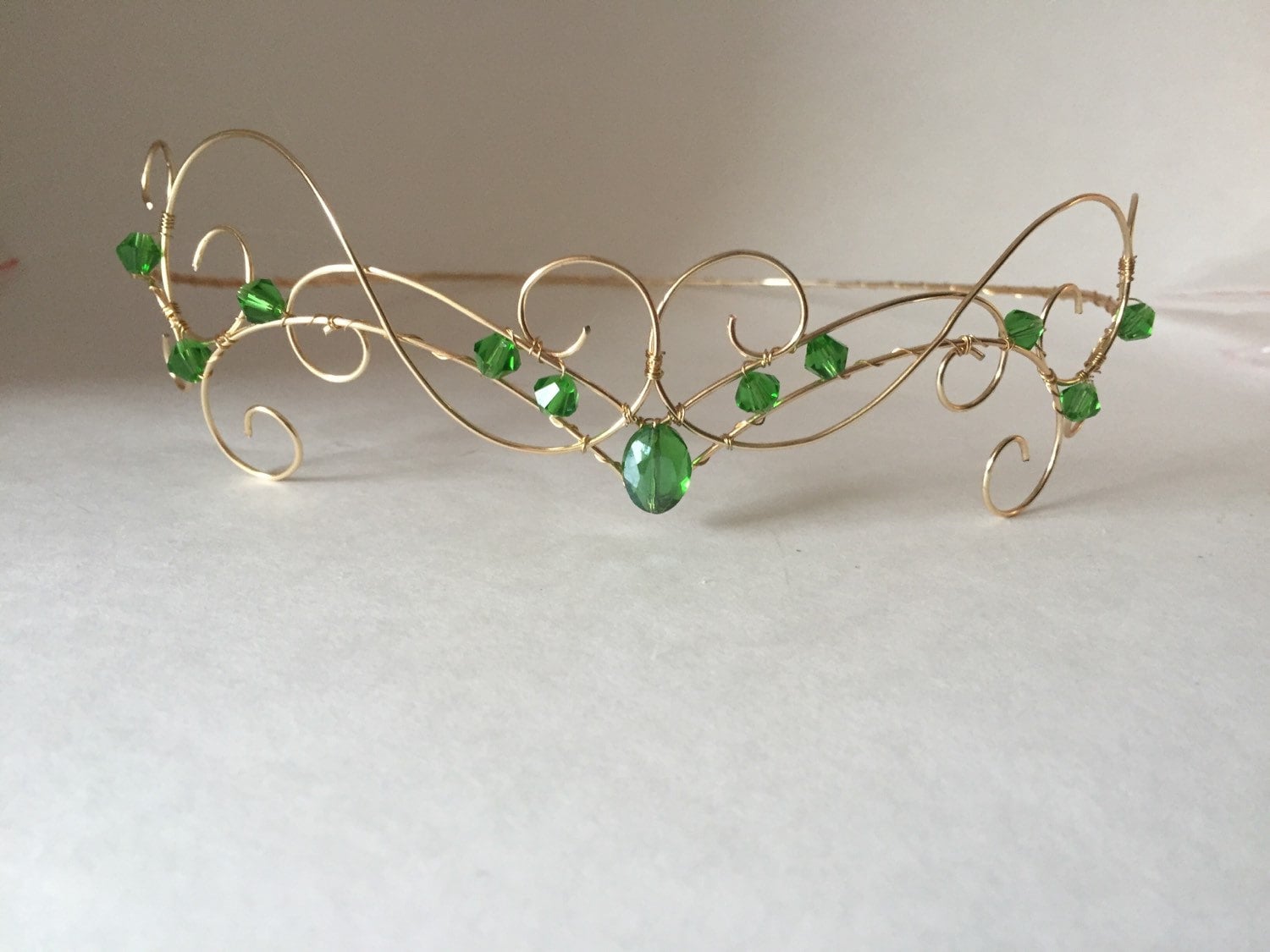 Elfin Tiara Forehead Crown Bridal Circlet Green and Gold | Etsy