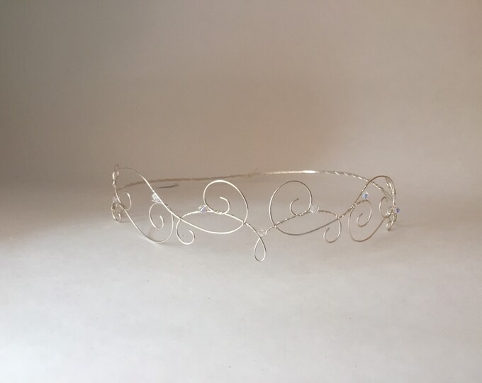 Silver Elfin Tiara, Wire Elfin Crown, Forehead Crown, Regal ...