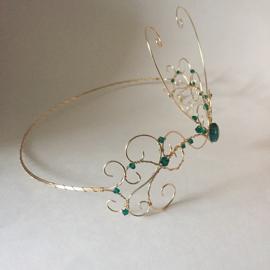 Gold Forhead Circlet With Dark Green Beads - Etsy Canada