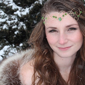 Elfin Tiara - Forehead Crown - Bridal Circlet - Green and Gold - Etsy