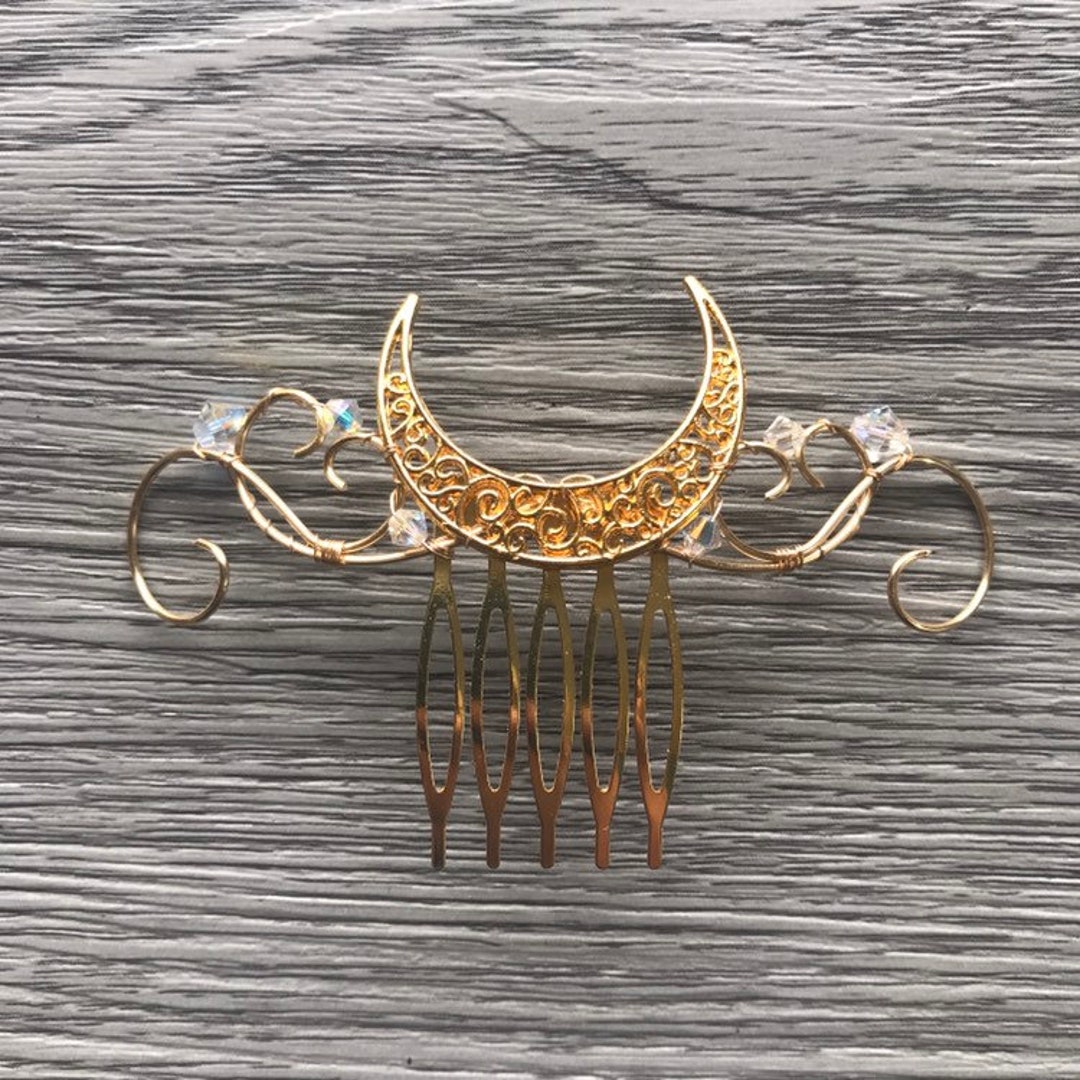 Moon Comb, Crescent Hair Accessory, Celestial Hair Piece, Bridal Comb ...