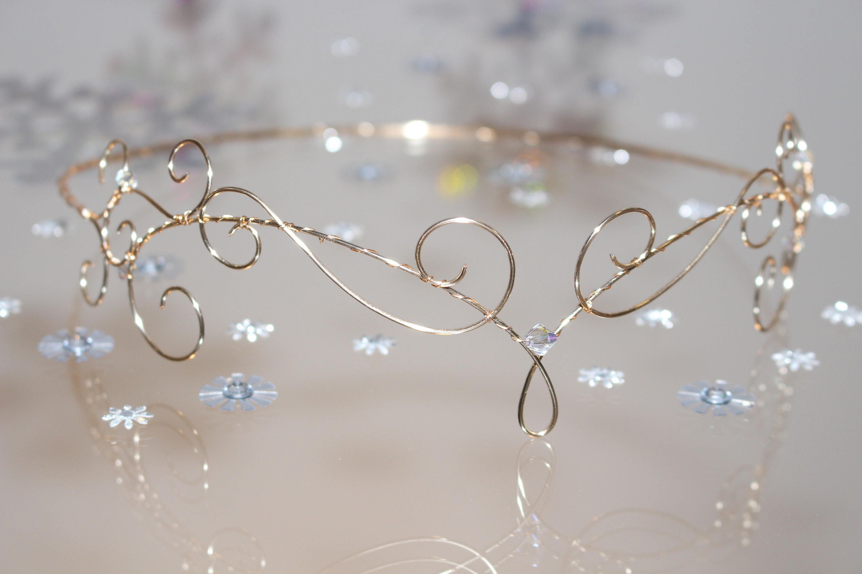 Gold Wire Elven Circlet, Wire Crown, Bridal Tiara, Medieval Style - Etsy