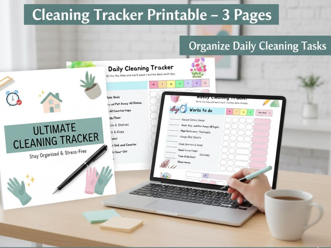 Printable Cleaning Tracker Planner Page | Chore & Habit Tracker ...