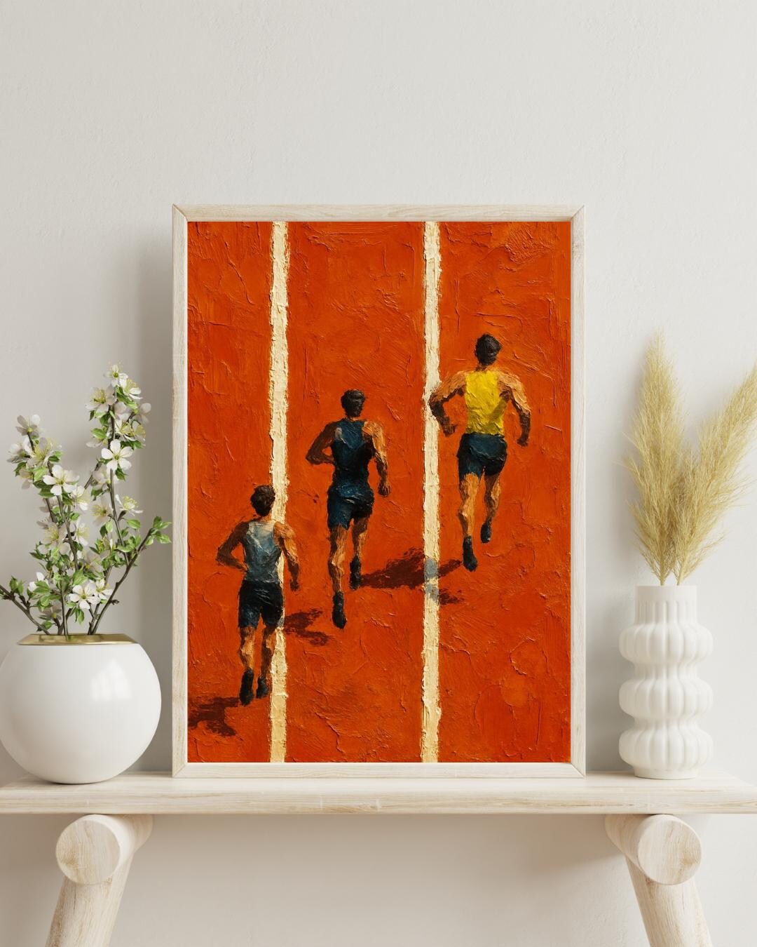 Running Track Print, Athletics Wall Art A4, Impasto Runners Painting ...