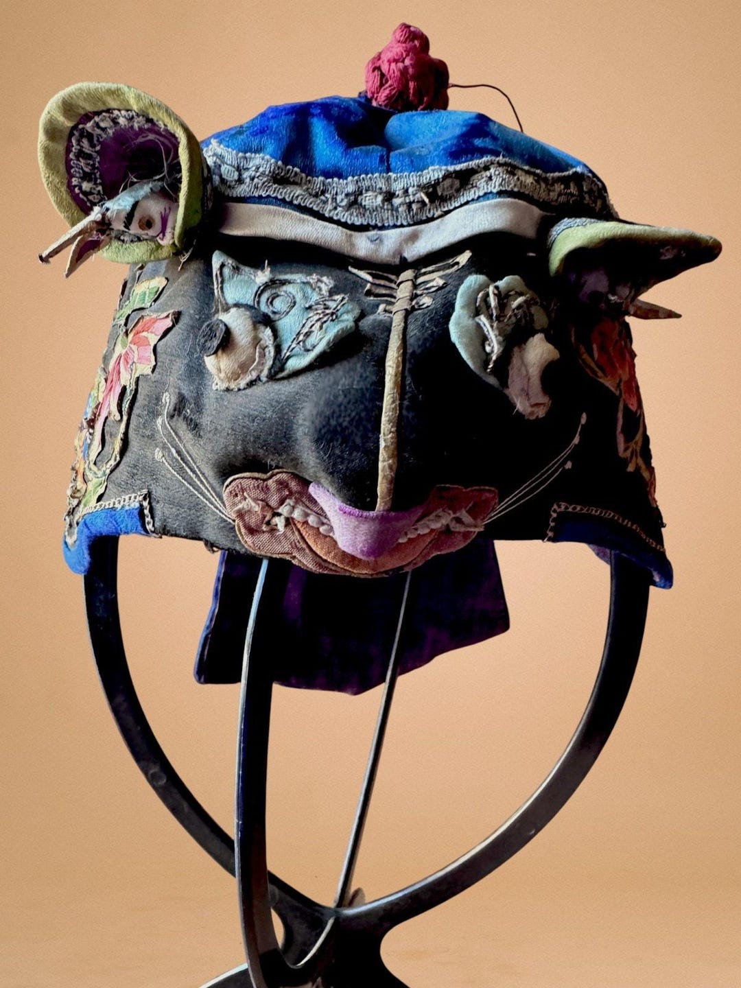 Antique Chinese Child’s Embroidered Tiger Hat Protective Festival Cap ...