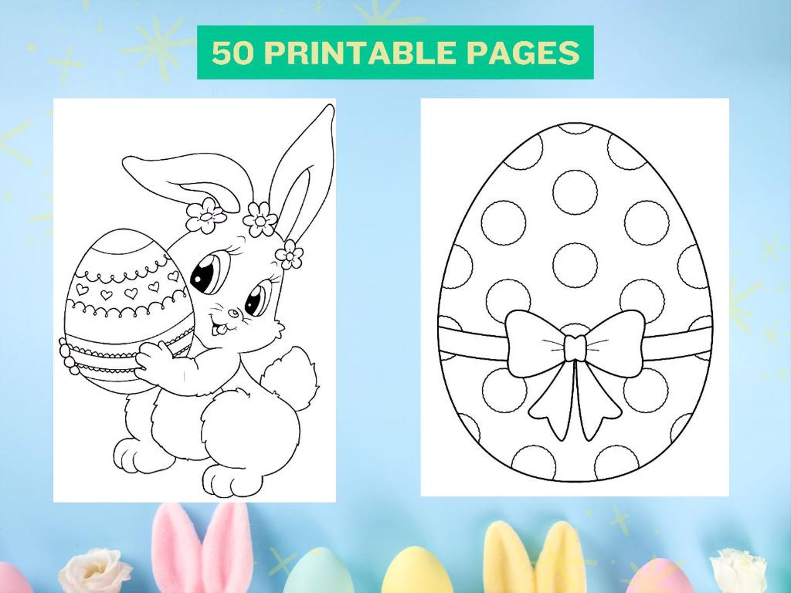 Easter Coloring Pages Printable for Kids – Cute Bunny Egg Chick ...