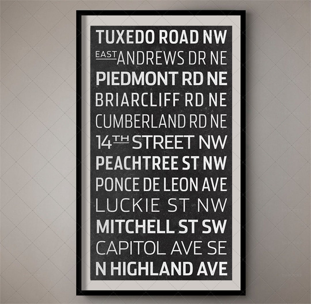 Atlanta Georgia Subway Sign Typography Print Bus Scroll / - Etsy
