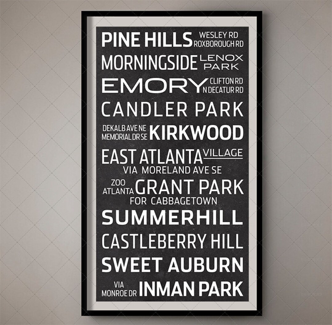 Atlanta Georgia Bus List Print Subway Sign / Transport Art - Etsy