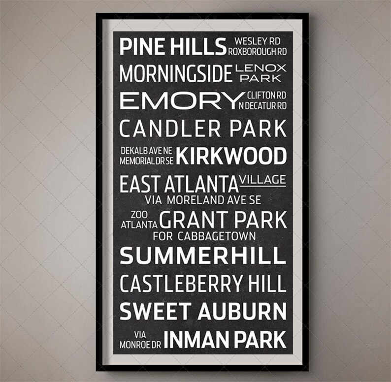 Atlanta Georgia Bus List Print Subway Sign / Transport Art - Etsy