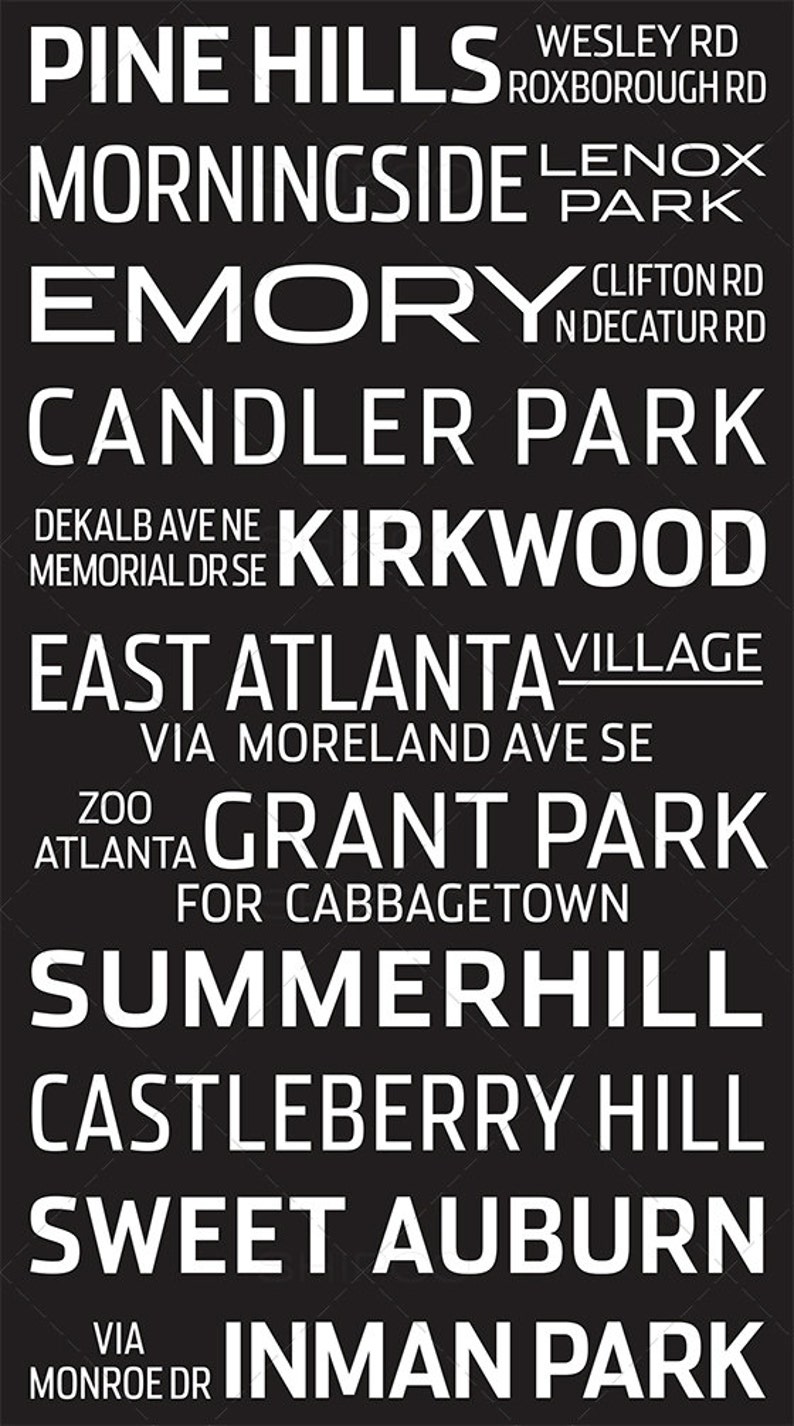 Atlanta Georgia Bus List Print Subway Sign / Transport Art - Etsy
