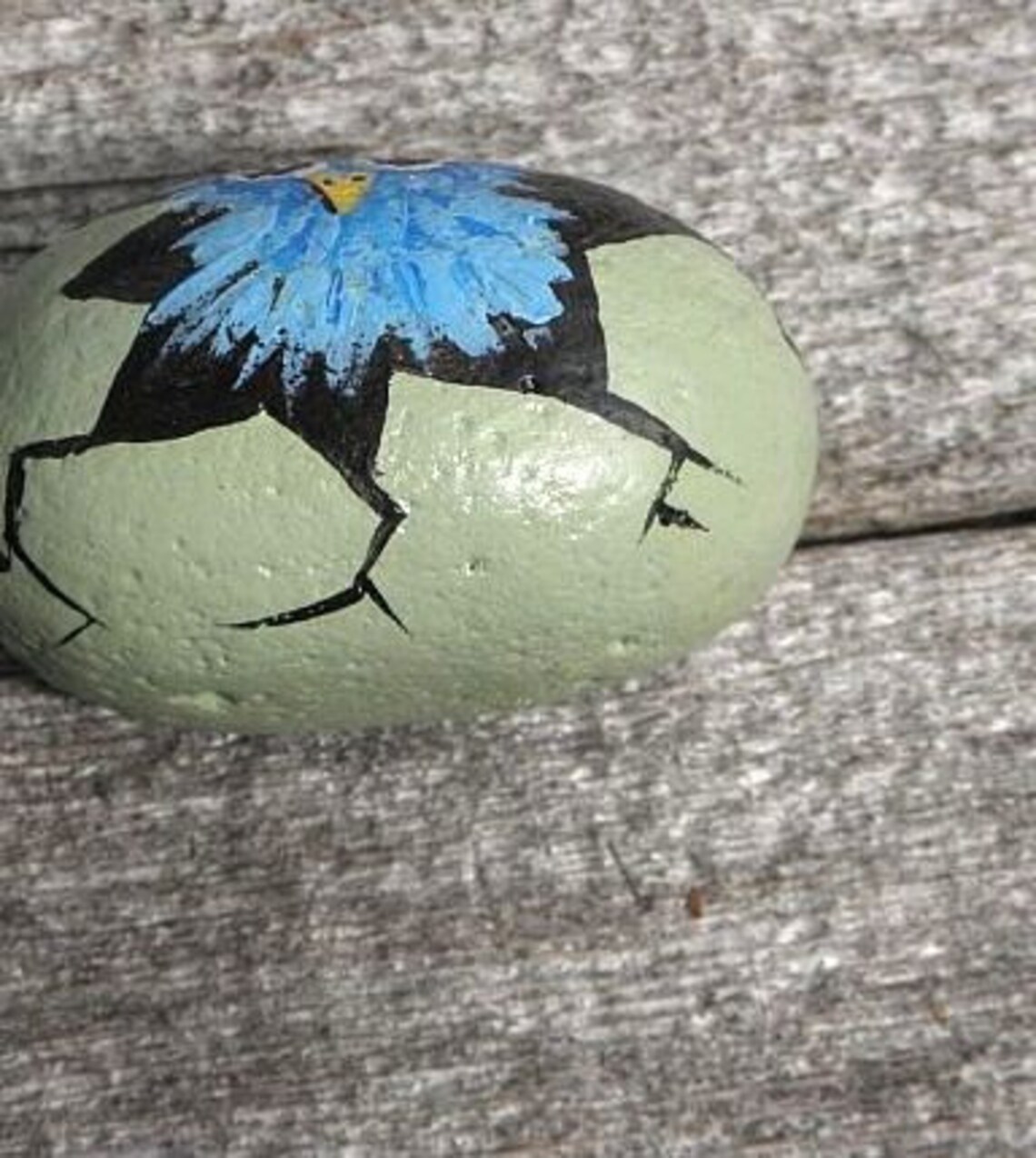 BABY BLUE BIRD Painted Rock Art Hatching Bird Chick Egg | Etsy