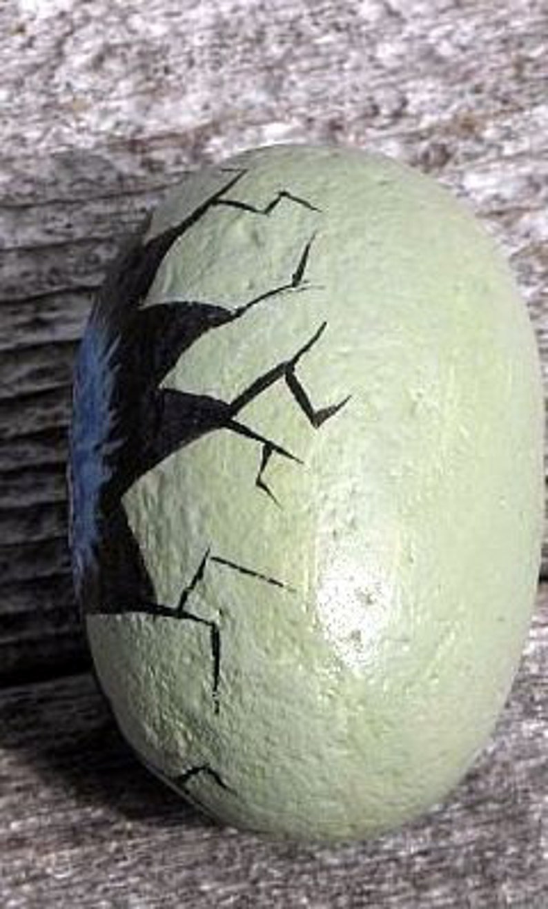 BABY BLUE BIRD Painted Rock Art Hatching Bird Chick Egg | Etsy