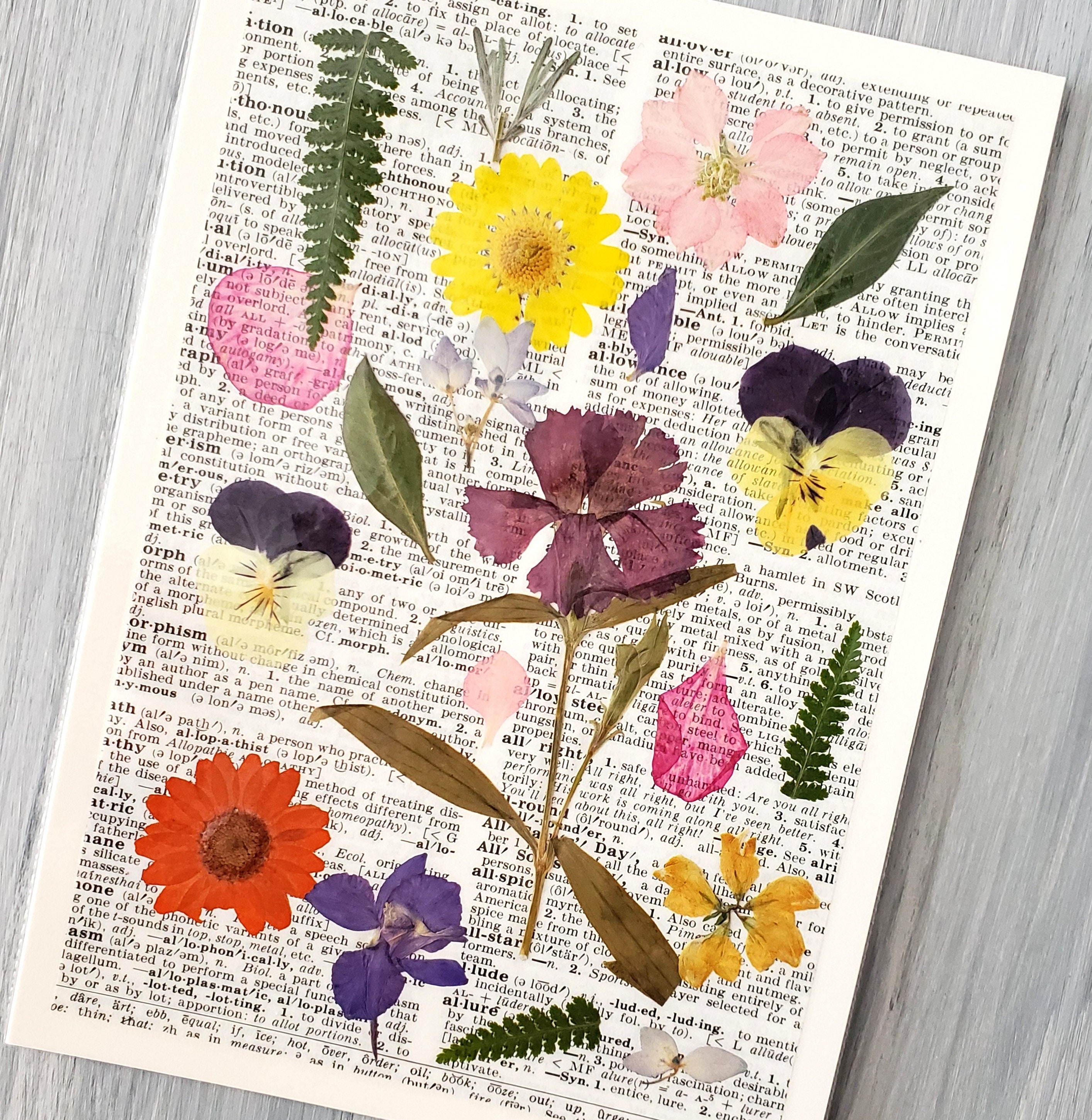PRESSED FLOWER CARD Real Pressed Flowers Handmade Spring - Etsy