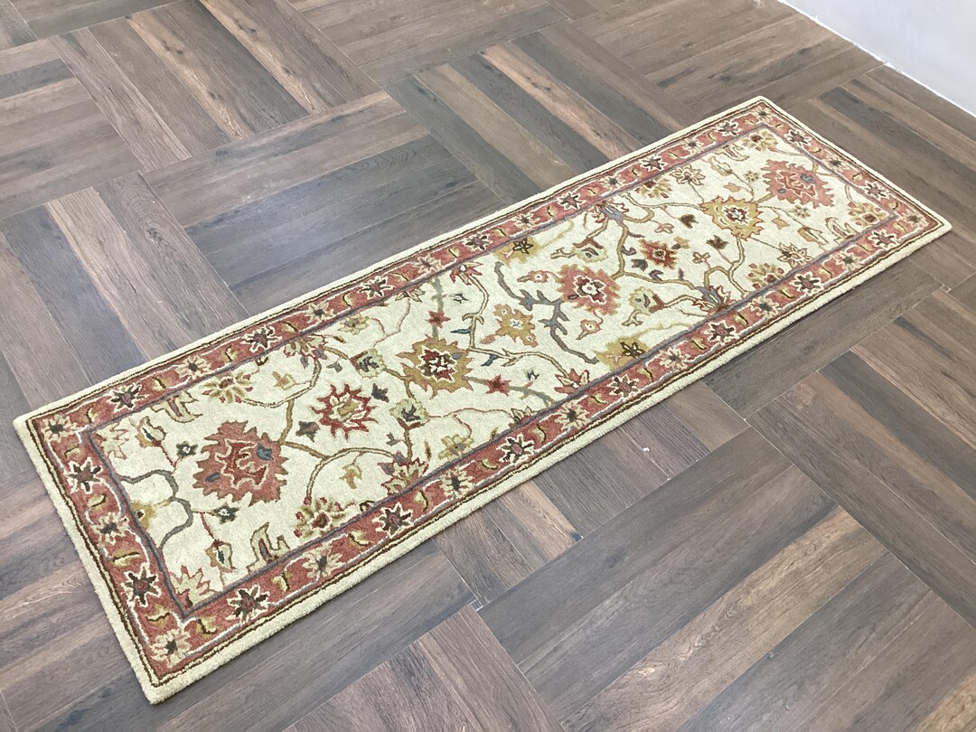 Hand-tufted Wool Runner Rug - Elham Beige Floral Persian Style - Etsy