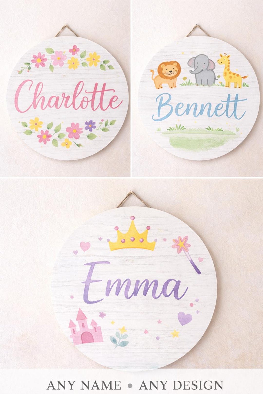 Custom Hand Painted Name Sign for Kids Room | Personalized Wooden ...