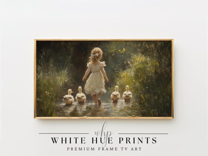 Vintage Pastoral Girl Ducks Frame TV Art (digital Download) 366 - Etsy